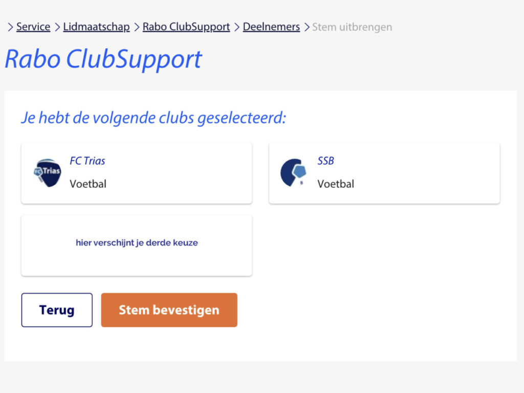 Stem op FC Trias & SSB bij de Rabo Club Support actie - FC Trias